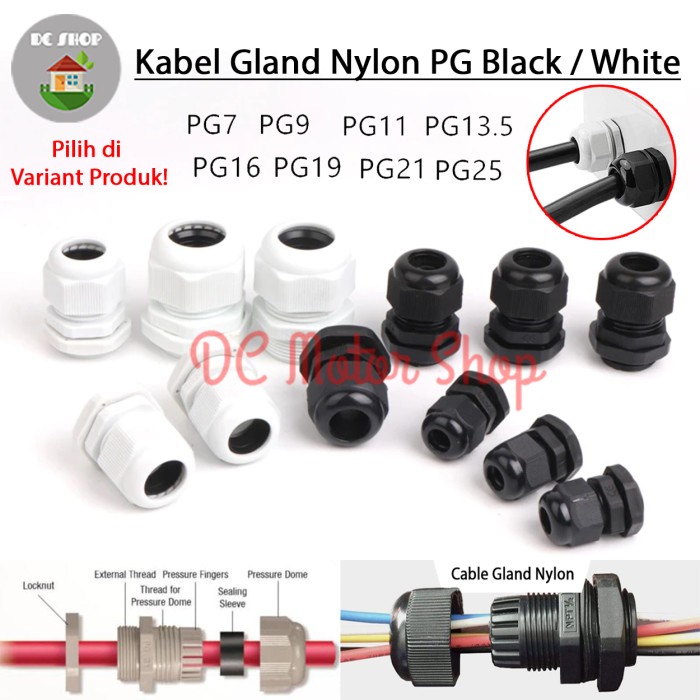 Jual Cable Gland / Kabel Gland PG7 PG9 PG11 PG13.5 PG16 PG19 PG21 PG25 ...
