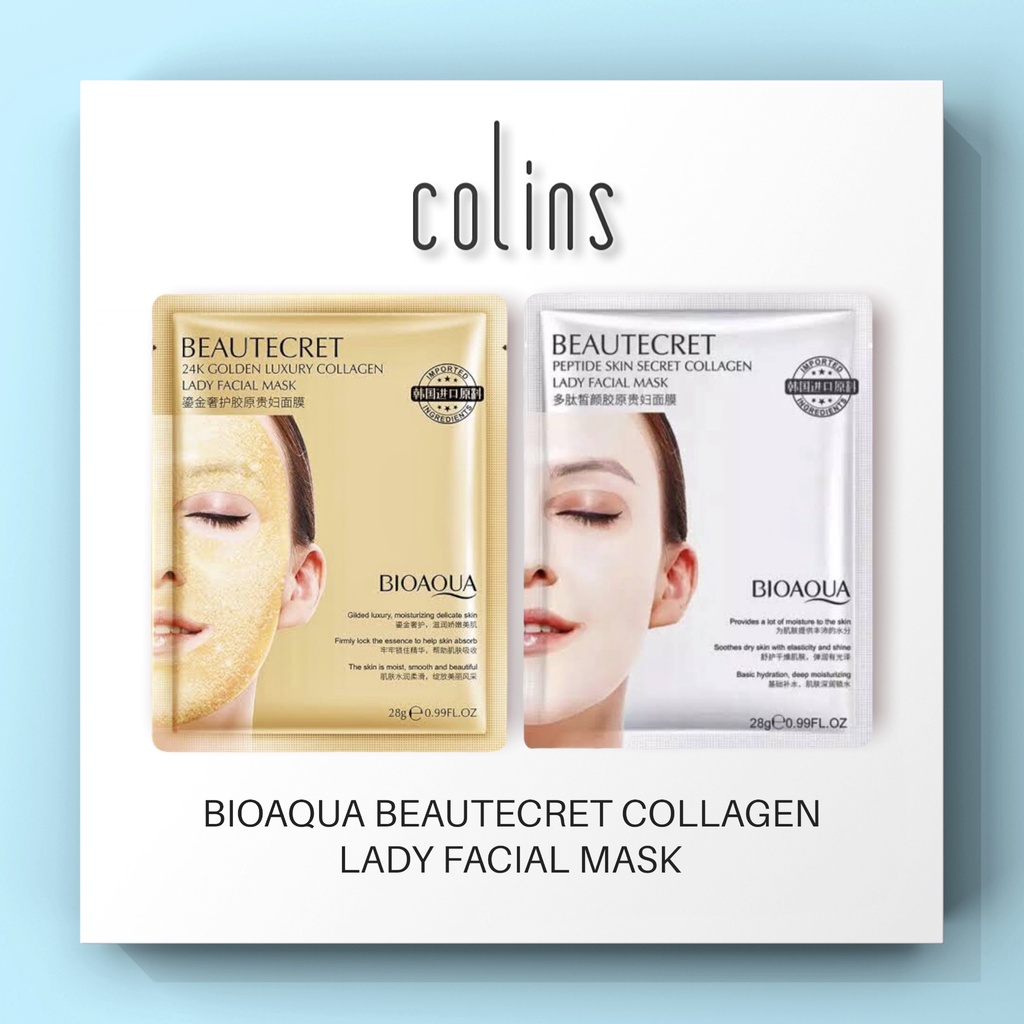 Jual BIOAQUA Beautecret Collagen Lady Facial Mask 24K Golden & Peptide ...