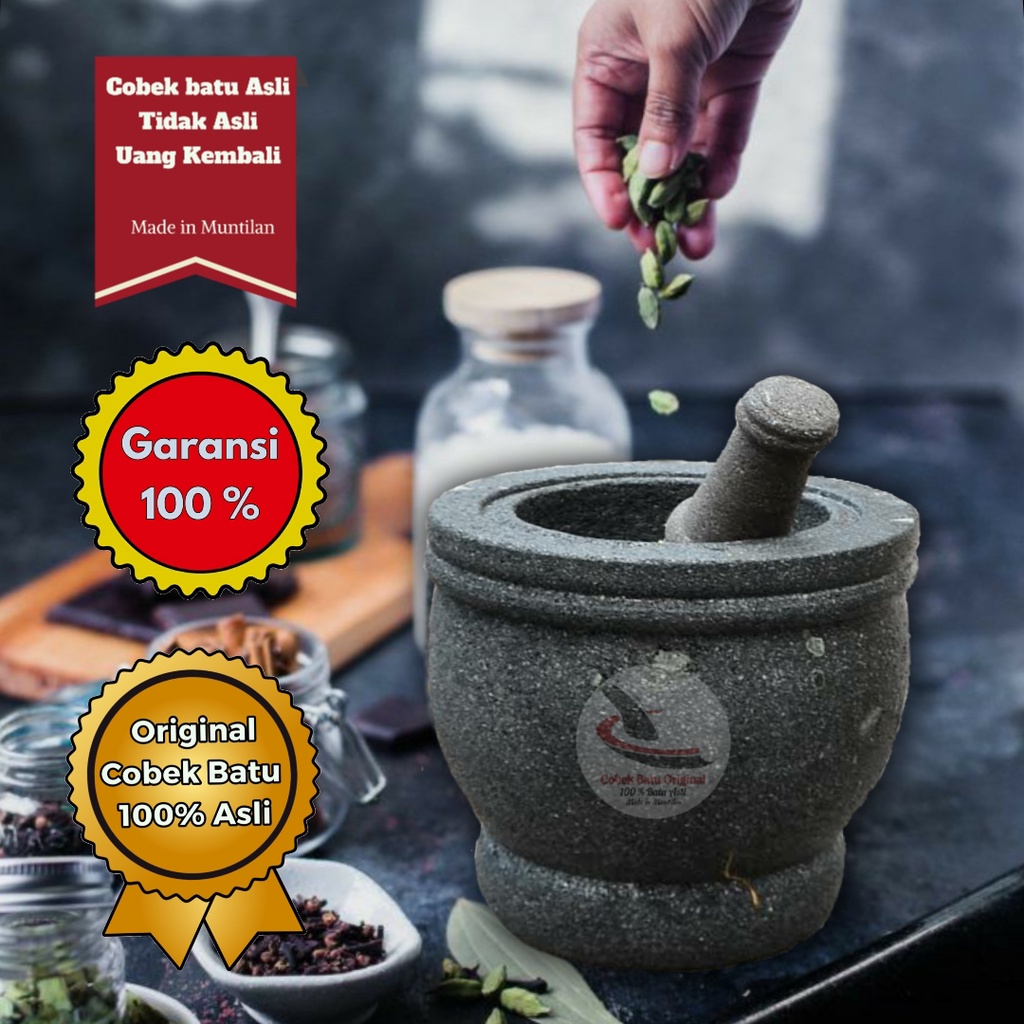 Jual Lesung Batu 100% asli lumpang serbaguna plus alu original tiga ...