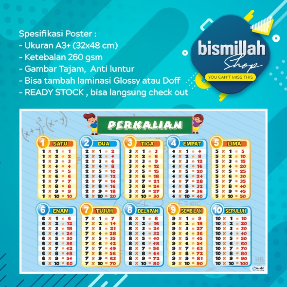 Jual Poster Edukasi Perkalian | Shopee Indonesia