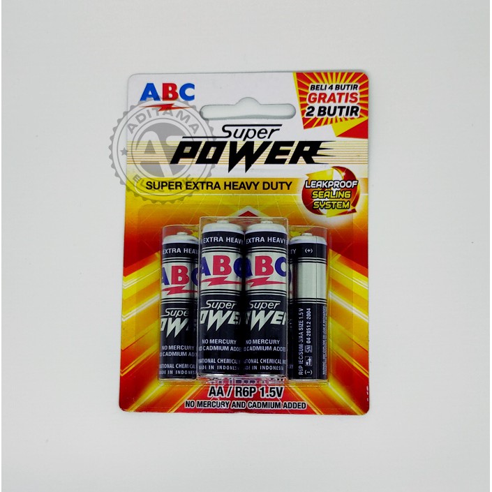 Jual BATERAI ABC SUPER POWER AA A2/ABC BATTERY SUPER POWER AA A2 - 6 ...