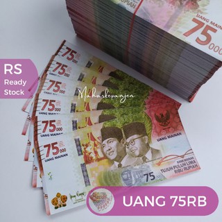 Uang Mainan pecahan baru 75 ribu rupiah / Uang 75 ribu / Uang mainan 75 ...