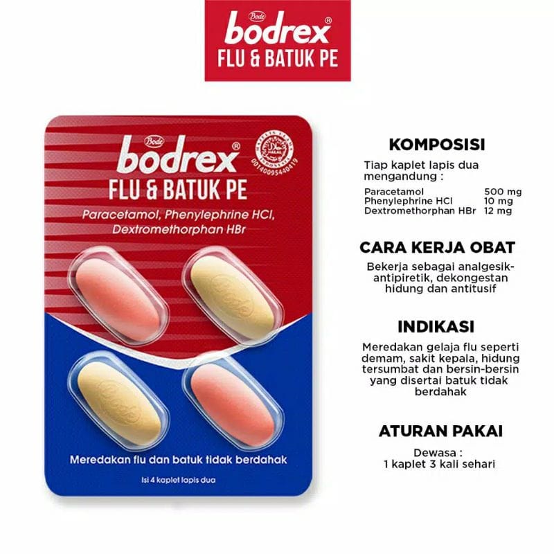 Jual Bodrex Flu & Batuk PE1 Strip isi 4 Tablet | Shopee Indonesia