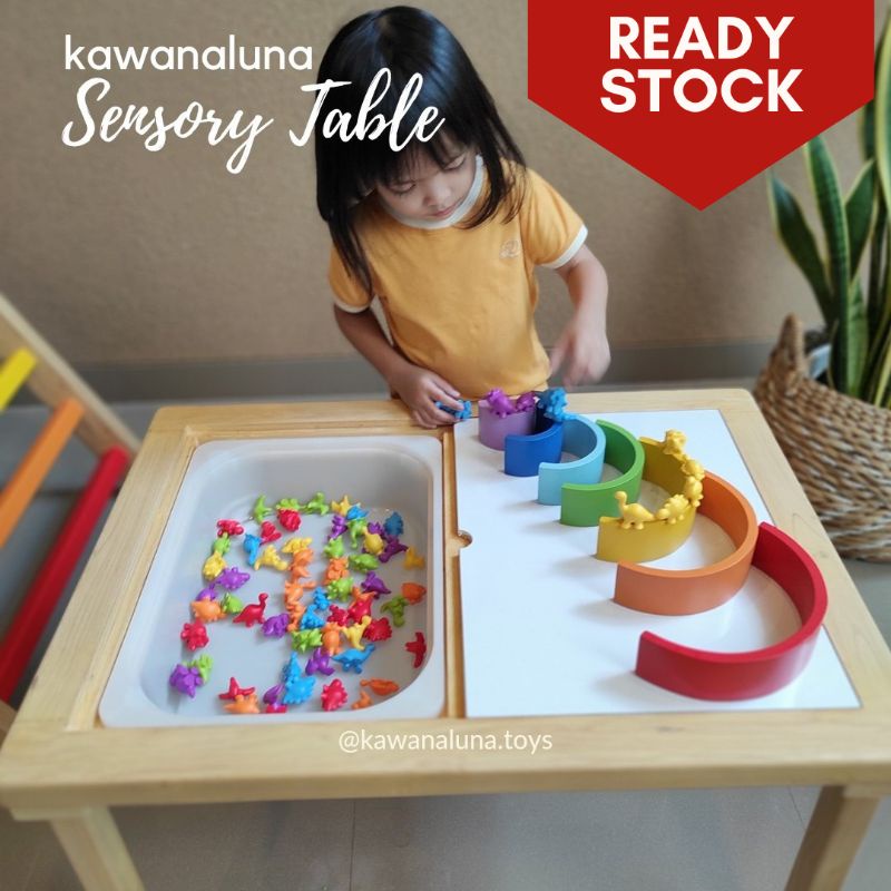 Jual SENSORY TABLE/MEJA SENSORI 2 WADAH + 2 TUTUP WHITE BOARD (READY ...