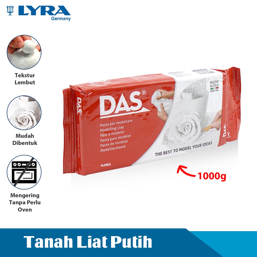 Jual DAS Tanah Liat Prakarya 1 Kg Das Modeling Material Clay Kering Tanpa Oven LYR-387500 Putih ...