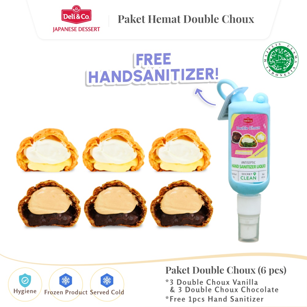 Jual Deli & Co Paket Hemat Double Choux Cream Vanilla & Chocolate - FREE HAND SANITIZER | Shopee ...