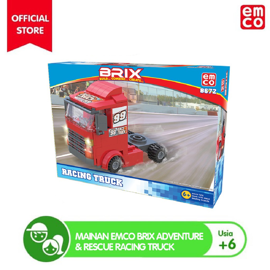 Jual Mainan EMCO Brix Adventure & Rescue Racing Truck | Shopee Indonesia