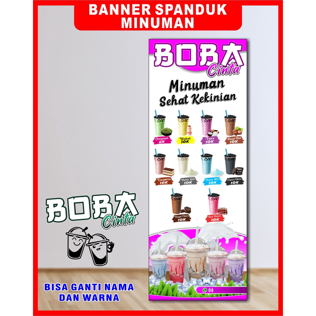 Jual Spanduk Minuman Boba, banner Minuman Boba ukuran 60 x 160 cm COD ...