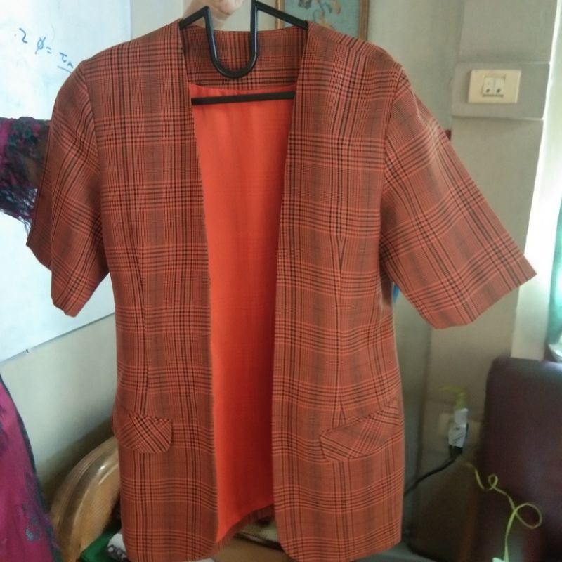 Jual Jas korea wanita warna orange jingga unik | Shopee Indonesia