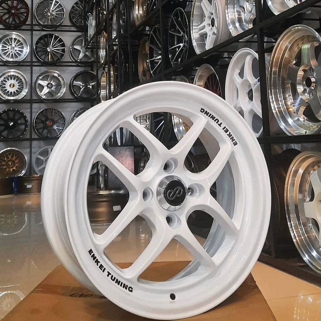 Jual velg racing ENKEI TUNING ring 15 Pcd 4x100 putih velg mobil R15 ...