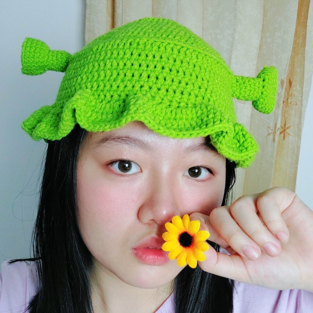 Jual Topi Bucket Hat Rajutan Crochet Murah Karakter Shrek Lucu Unisex ...