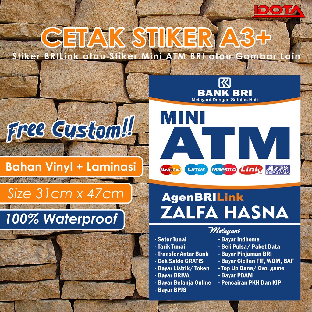 Jual Cetak Stiker A3+ Stiker BRILink / Stiker Mini ATM / Gambar Lain ...