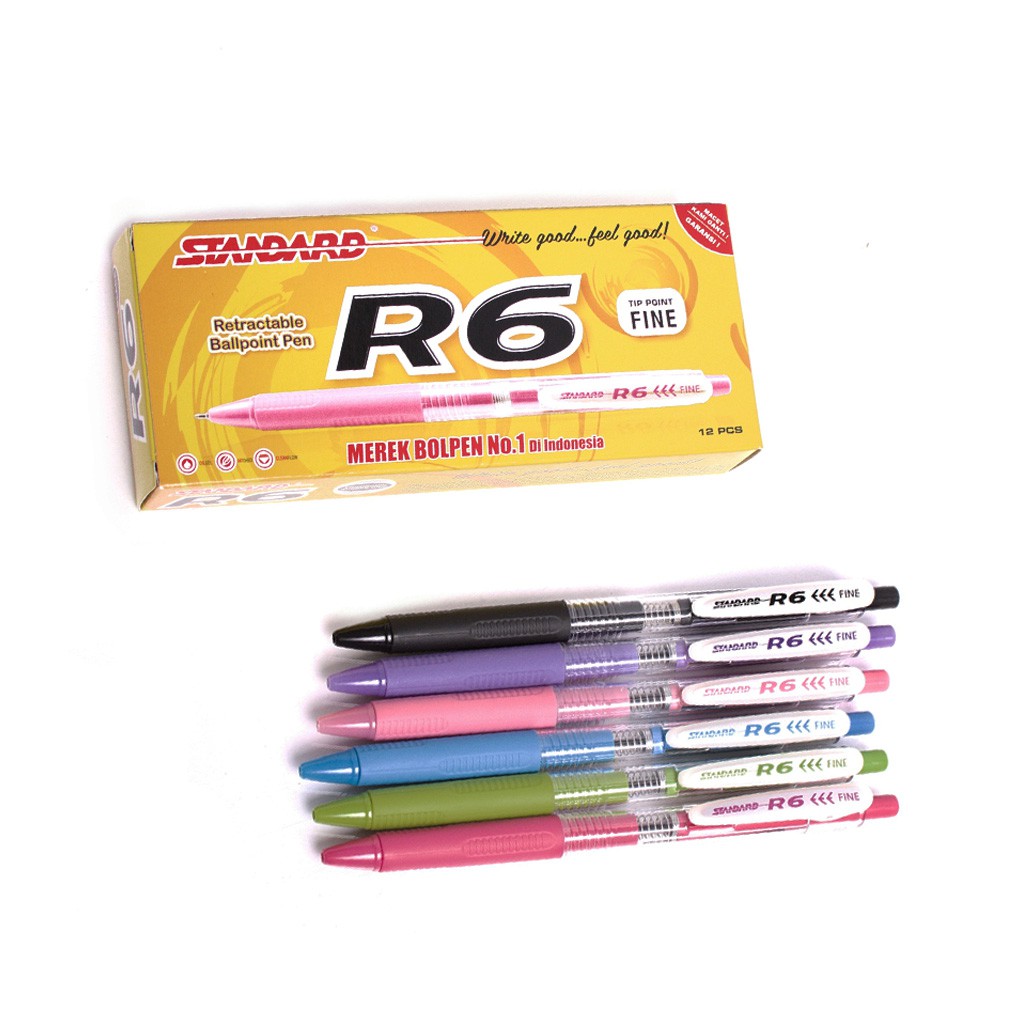 Standard Pen - R6 Isi 12 pcs ( Pulpen, Pena, Ballpoint ) | Shopee Indonesia