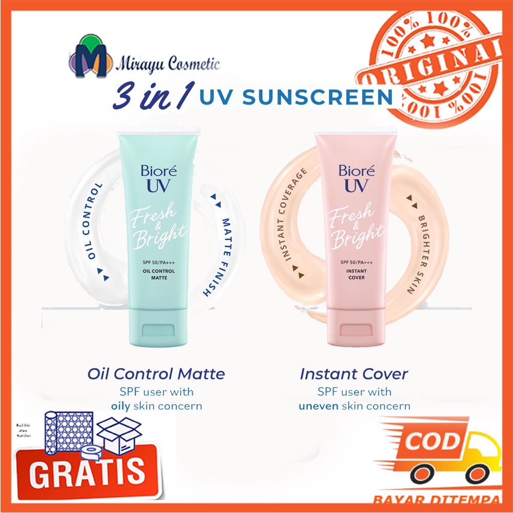 Jual Biore UV Fresh & Bright Sunsncreen SPF 50+ PA+++ Oil Control Matte ...
