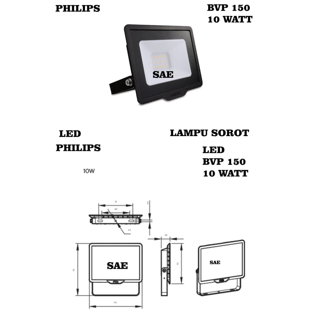 Jual LAMPU SOROT PHILIPS BVP 150 10WATT, 20 WATT, 30 WATT, 50 WATT. Indonesia|Shopee Indonesia