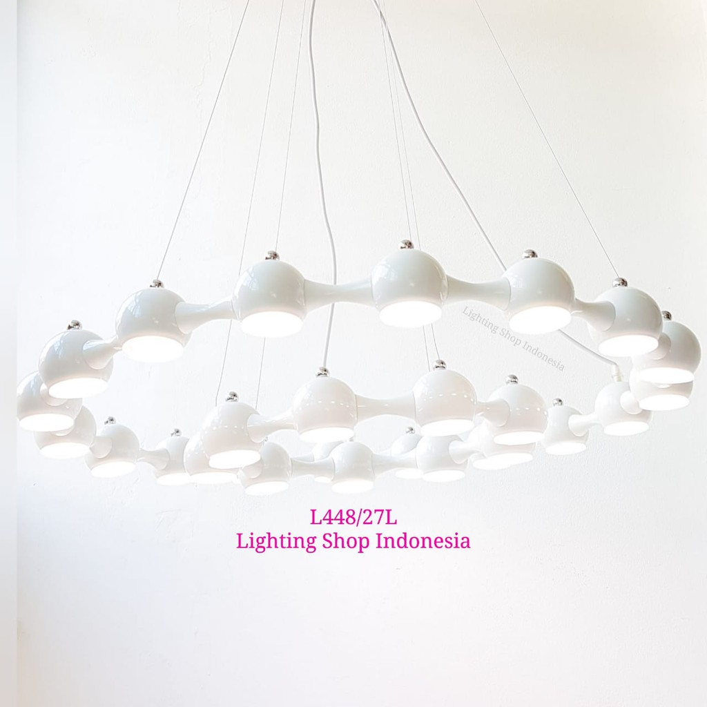 Jual L448 Lampu gantung putih led 27 lampu bulat minimalis meja makan 2 ...