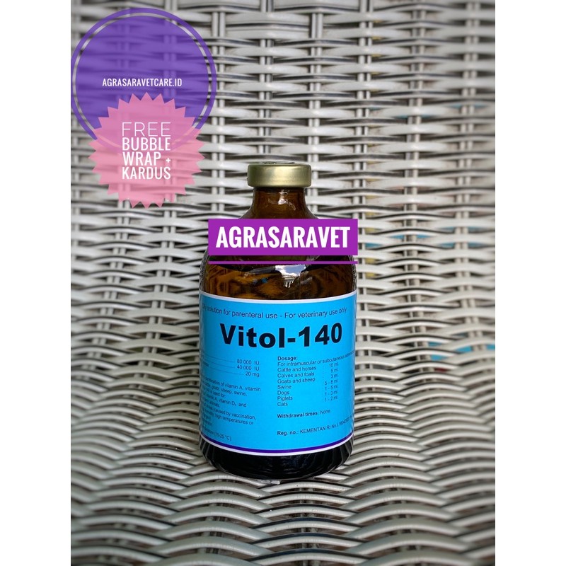 VITOL-140 (Vitamin ADE Perbaiki Kondisi dan Produktifitas Hewan) 100 ML ...