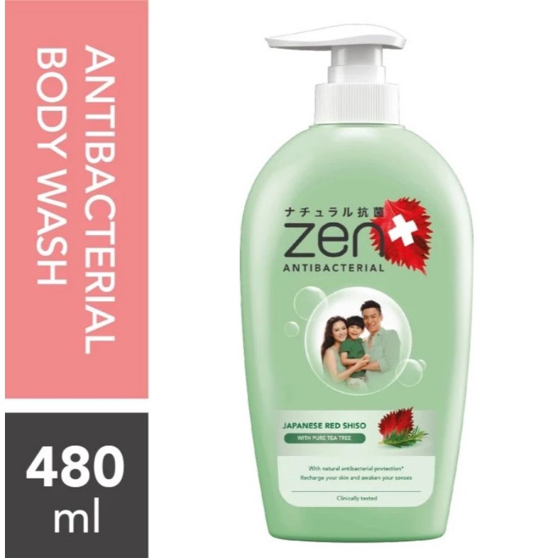 Jual NEW PRODUK Zen Antibacterial Body Wash Shiso & Pure Tea Tree Pump 480ml | Shopee Indonesia