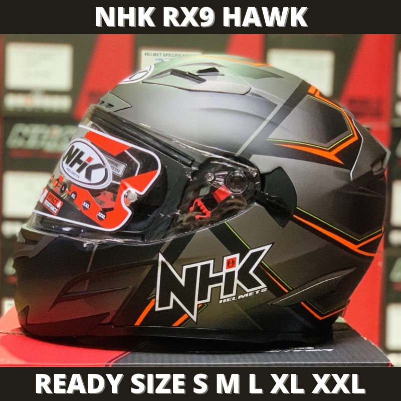 Jual Helm NHK RX9 Hawk Black Orange Doff Double Visor Full Face - Helem ...