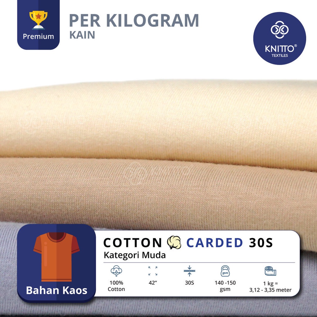 Jual KAIN COTTON CARDED 30S KATEGORI WARNA MUDA (BAHAN KAOS) | Shopee ...