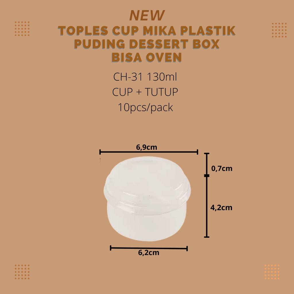 Jual toples cup mika / dessert box 130ml CH-31 tahan panas bisa oven ...