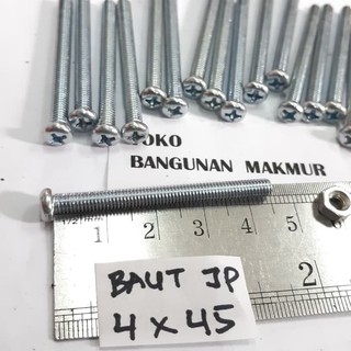 Jual Baut Putih 4x45 + mur Baut JP4x45 Kepala Obeng M4x45 M4 x 45 per 10 pcs Indonesia|Shopee ...