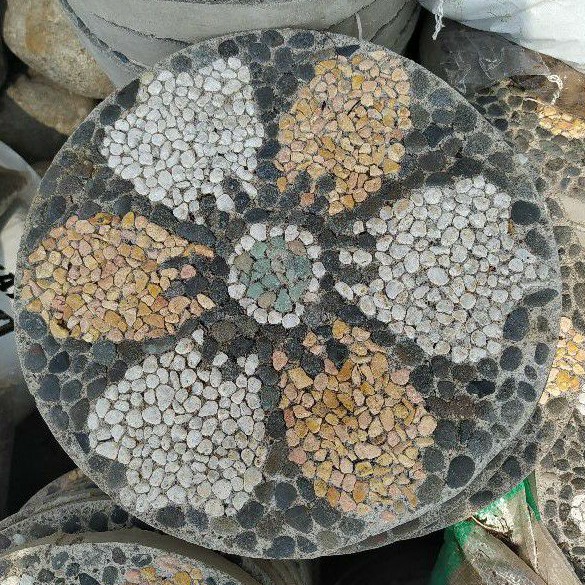 Jual batu steping bulat bermotif/batu pijakan untuk taman bulat 30 cm ...