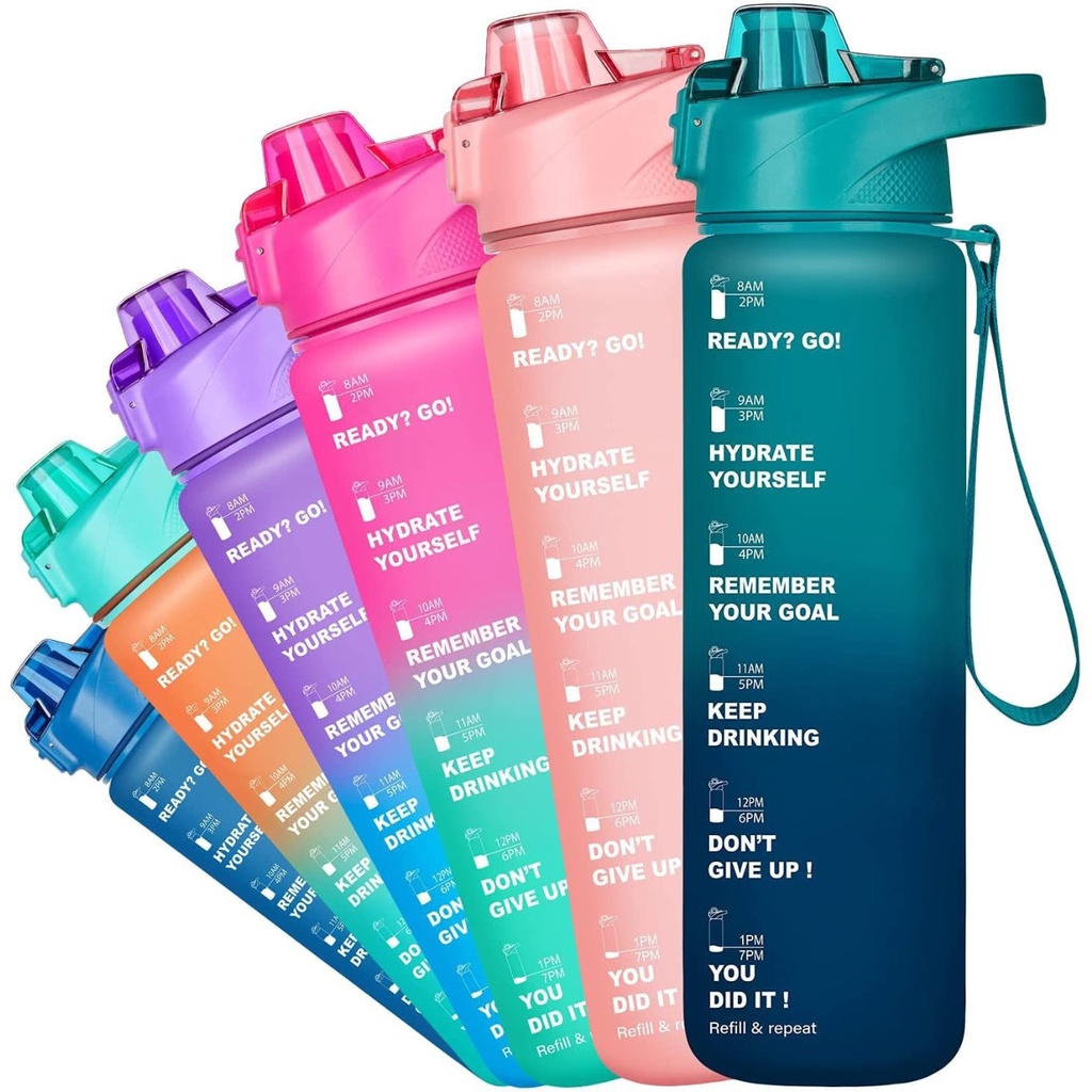 Jual Botol Air Minum Portable 1000Ml Warna Gradasi Pelangi Anti Bocor ...