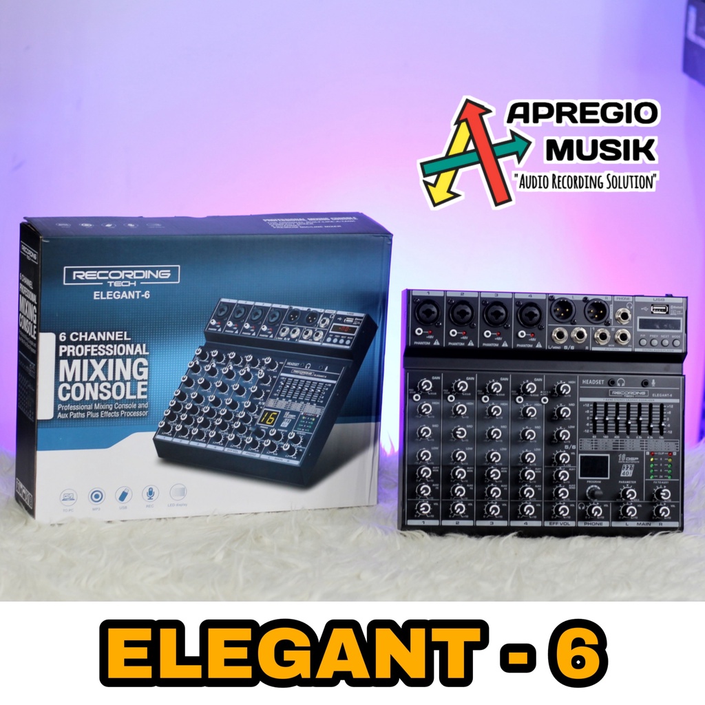 Jual RECORDING TECH RT ELEGANT 6 Mixer Audio USB with DSP | Shopee ...