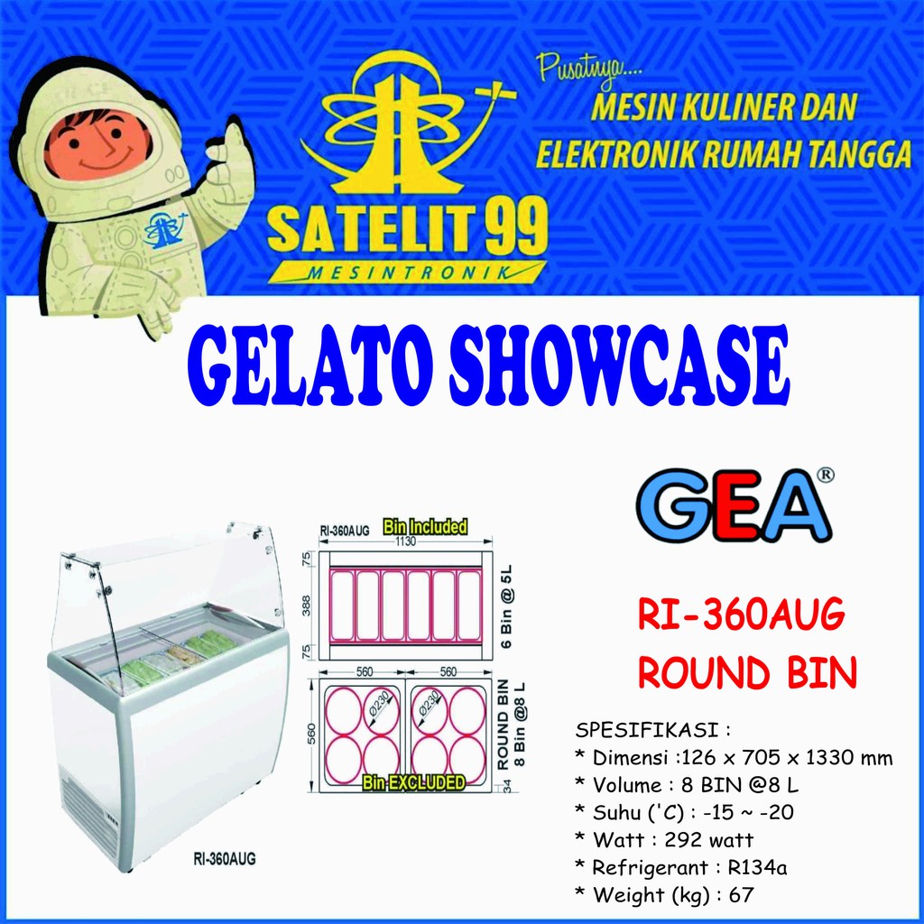 Jual GELATO SHOWCASE GEA ROUND BIN RI-360AUG (DISPLAY ICE CREAM) | Shopee Indonesia