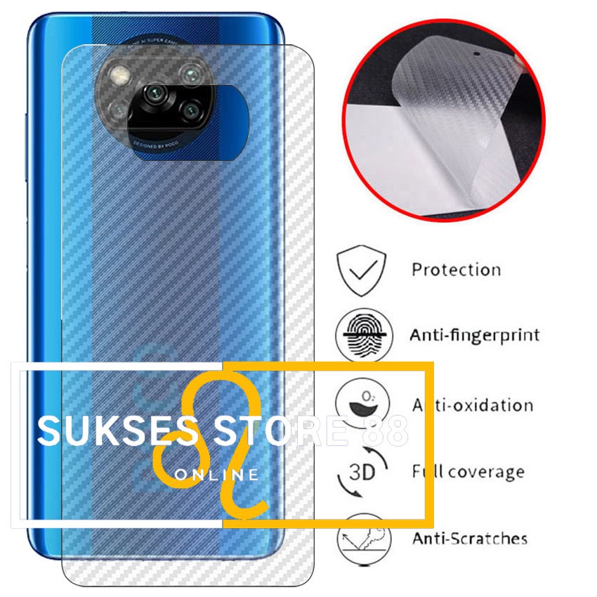 Jual Skin Carbon XIAOMI POCO X3 NFC Garskin Carbon Back Sticker Carbon ...