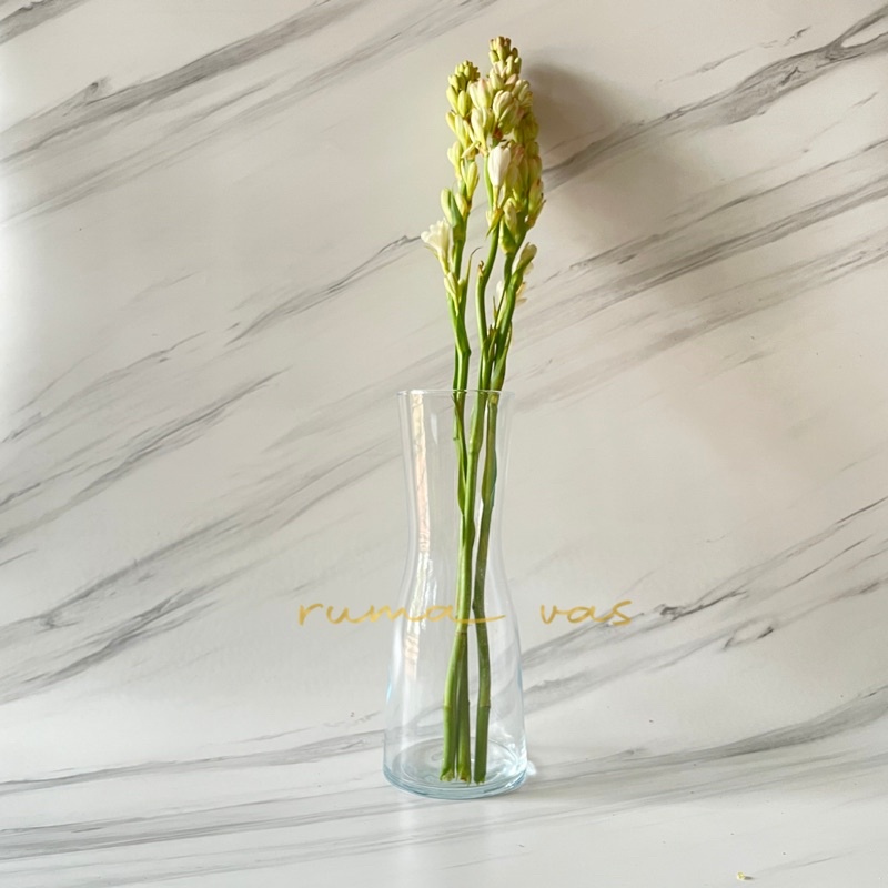 Jual vas bunga kaca tinggi 30cm lekuk unik elagan mewah bunga sedap ...