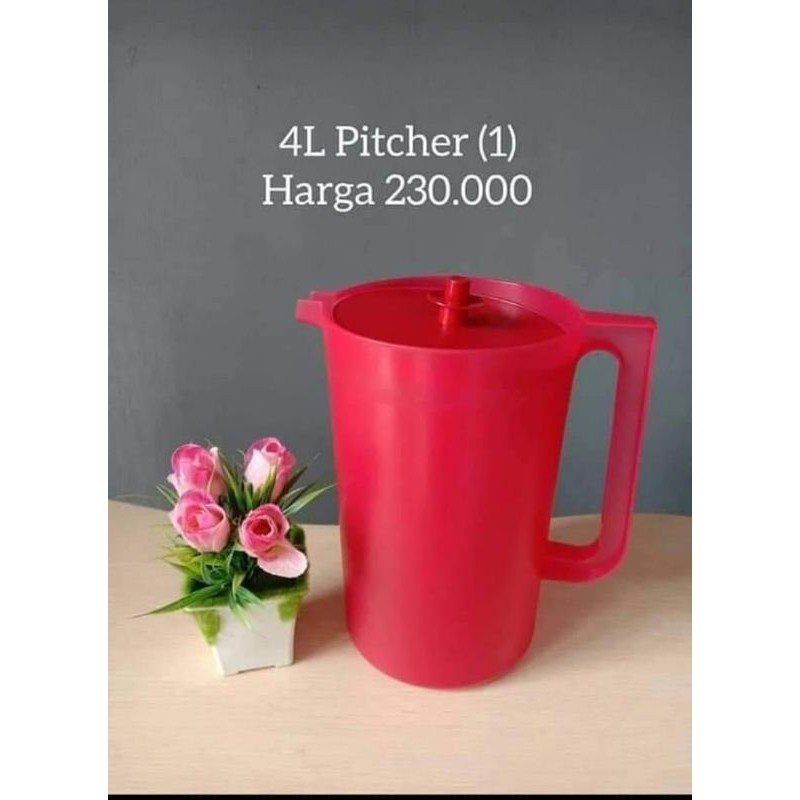 Jual Teko 4 liter warna merah Teko plastik food grade wadah air teko besar jumbo teko air minum ...