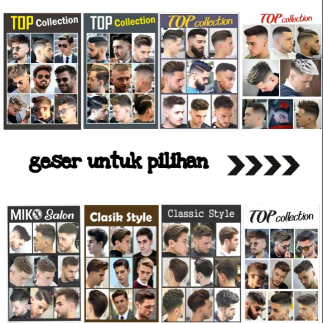 Jual Poster Dinding Barbershop\pangkas\salon Model Rambut Pria uk a3 ...