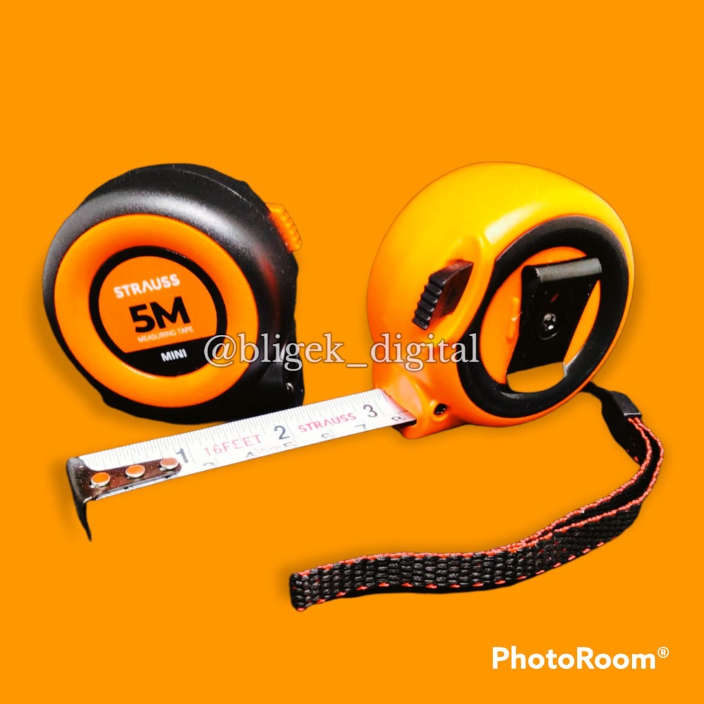 Jual Meteran Tukang Mini Auto stop STRAUSS 5 Meter | Shopee Indonesia