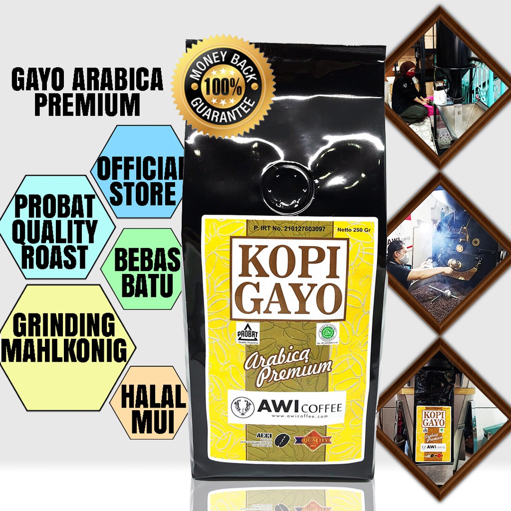 AWI KOPI GAYO Arabica Premium 250gr biji | Roasted Coffee Beans | Aceh ...