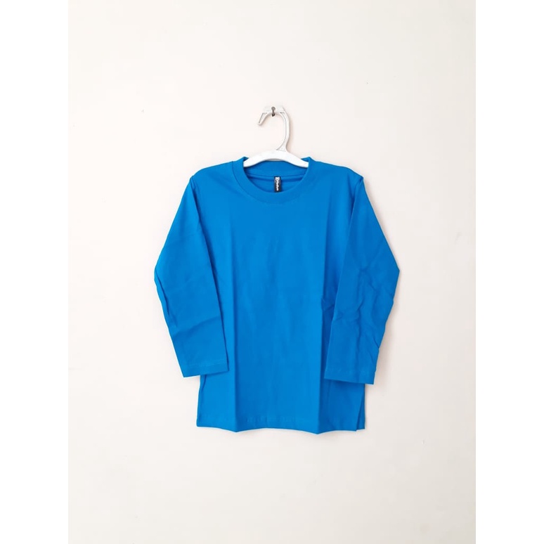 Jual KAOS POLOS ANAK LENGAN PANJANG - BIRU TURKISH | Shopee Indonesia