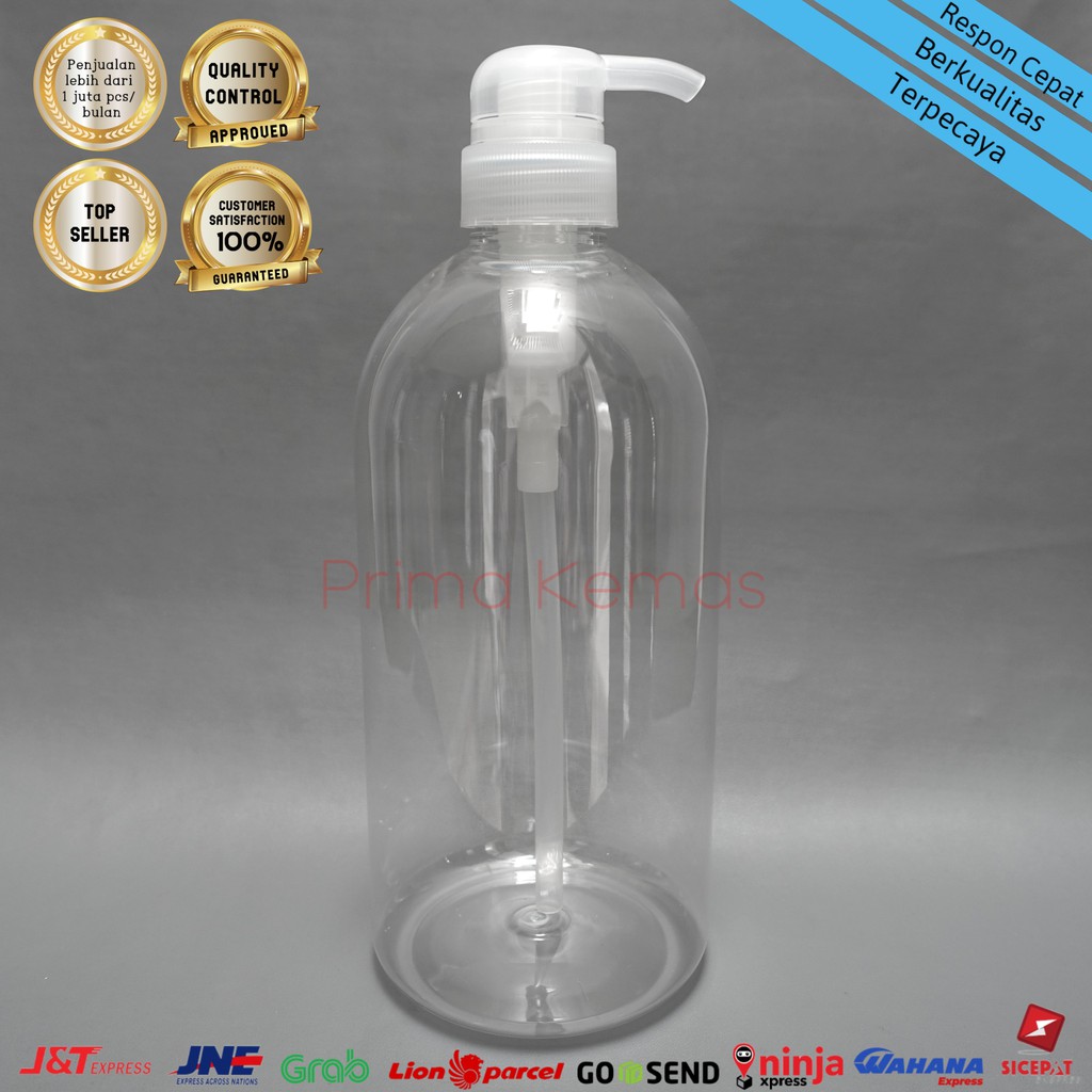 Jual Botol Pump 1 Liter - botol sabun - botol sanitiser - Botol 1000 ml Pump Lotion 33/410 ...