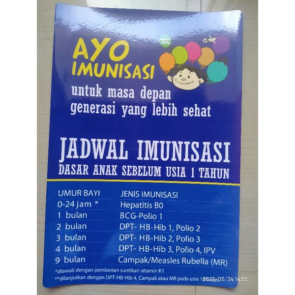 Jual Poster Ke 11 Jadwal Imunisasi | Shopee Indonesia