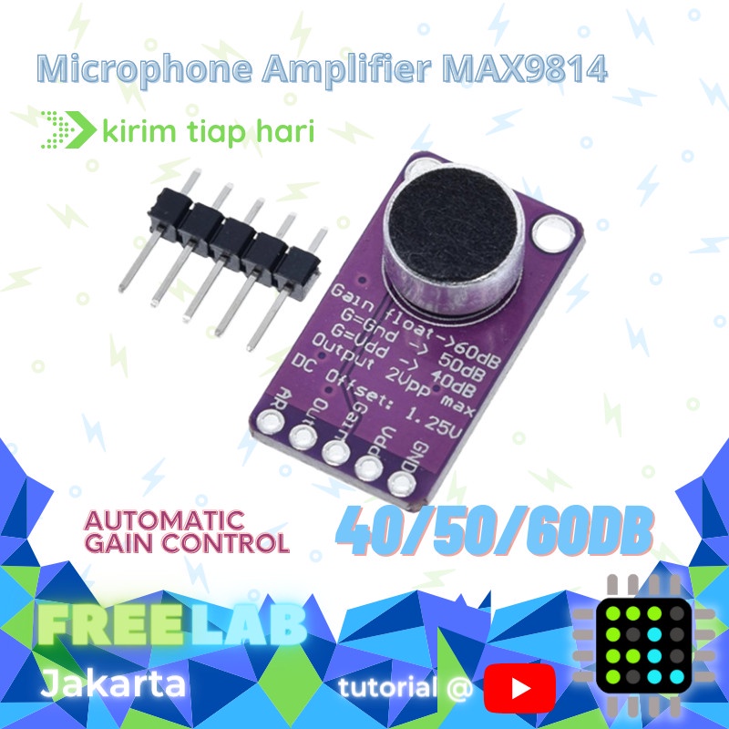 Jual Modul Microphone Amplifier MAX9814 MAX 9814 Auto Gain Control ...