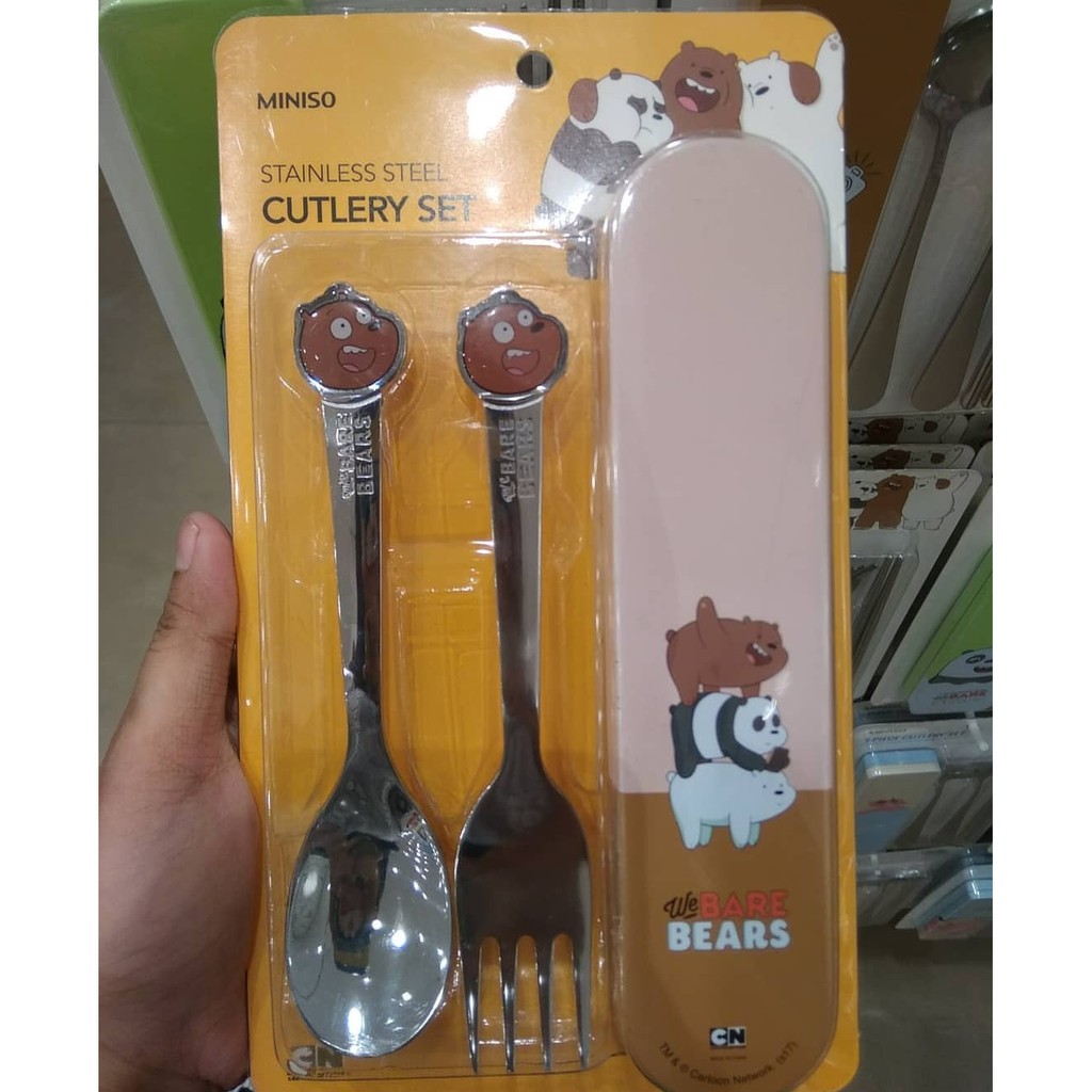 Jual Miniso Official Stainless Style Cutlery Set Panda Bears Indonesia ...