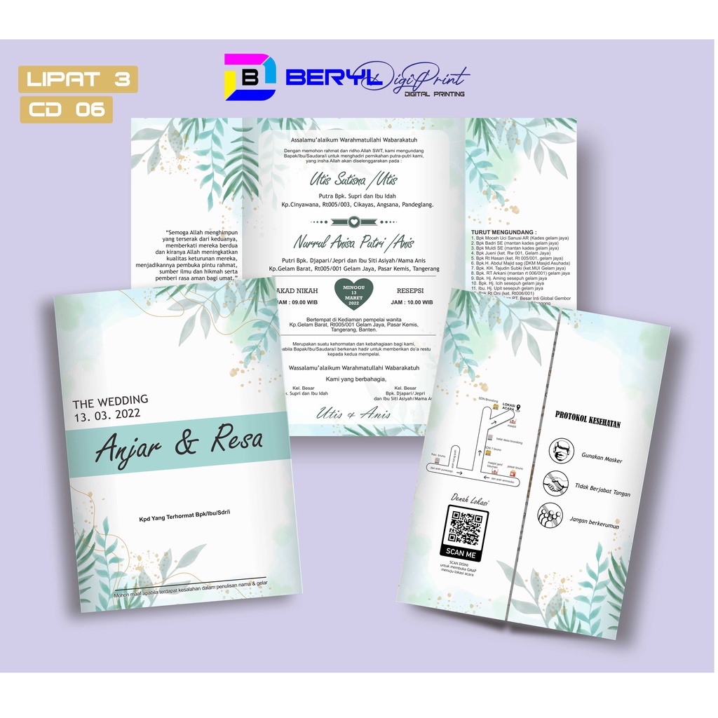 Jual undangan pernikahan lipat 3 murah CD 06 | Shopee Indonesia
