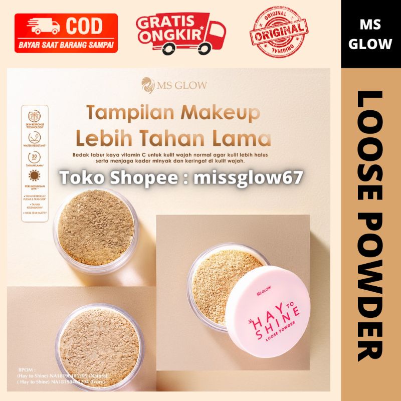 Jual BEDAK TABUR MS GLOW ANTI KILAP (LOOSE POWDER) | Shopee Indonesia