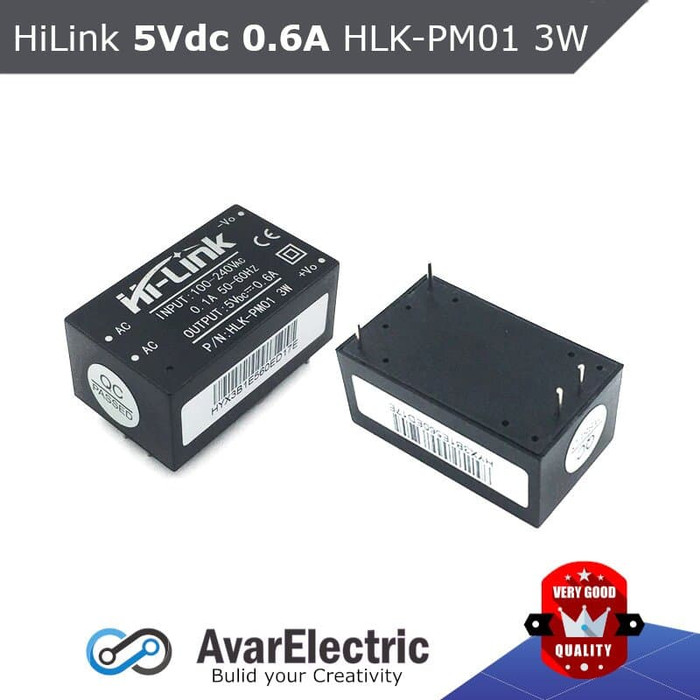 Jual HiLink HLK-PM01 AC-DC 220V to 5V 600 mA 0.6 A Power Supply Module ...