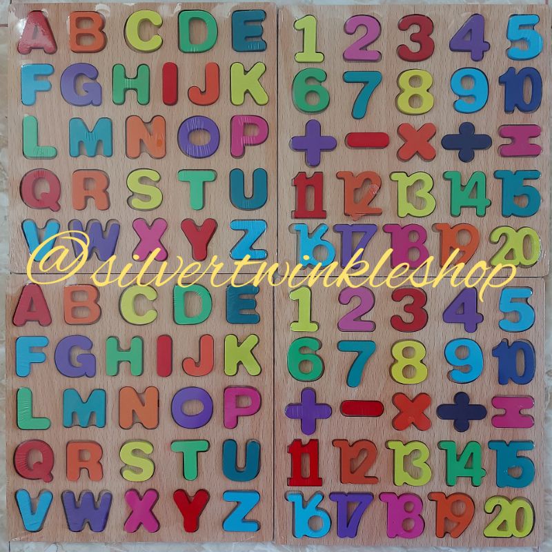 Jual Mainan edukasi puzzle 3d huruf angka abc number numbers kayu ...