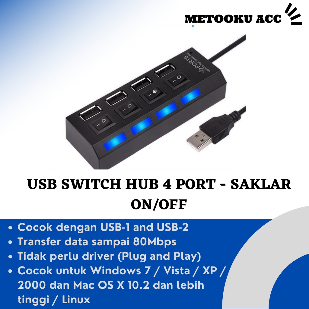 Jual Usb Switch Hub 4 Port Dengan Saklar On/Off | Shopee Indonesia