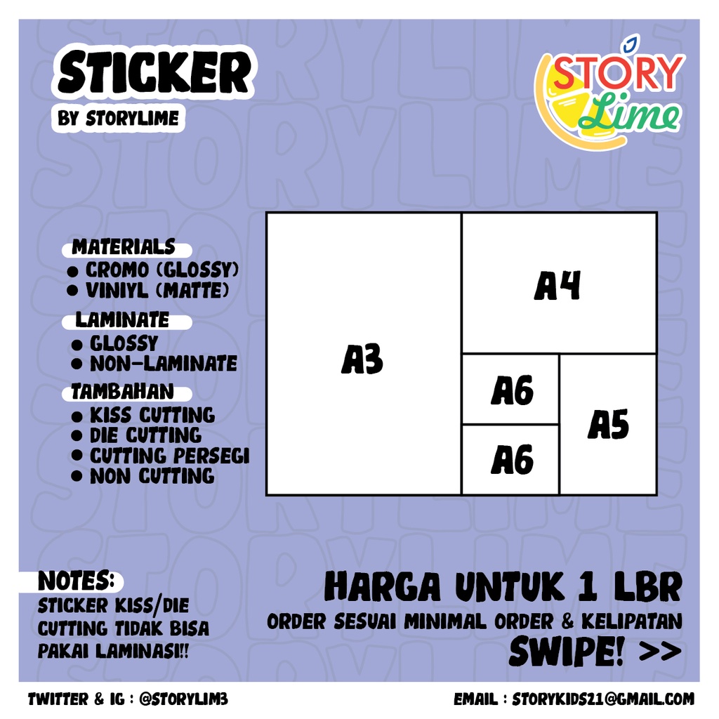 Jual Sticker Custom ukuran A3, A4, A5, A6 (Sticker Label, sticker ...