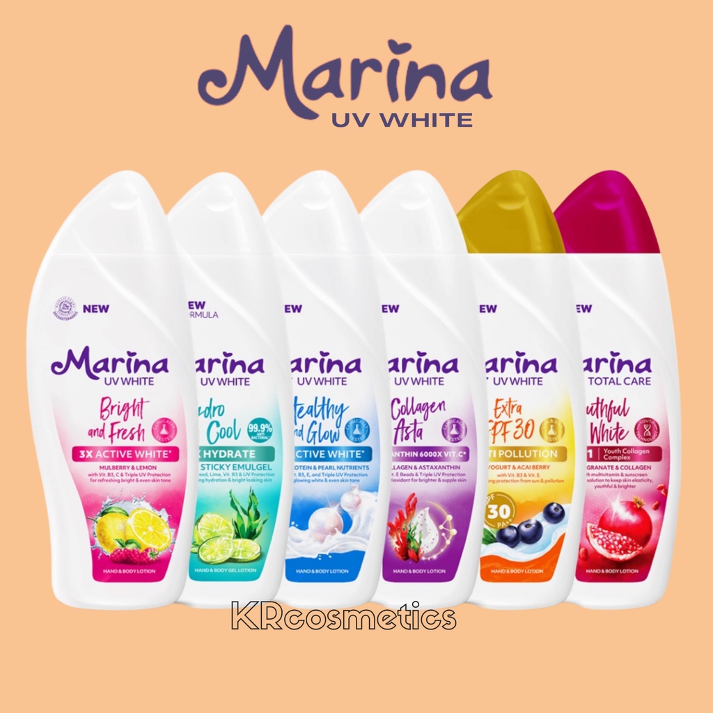 Jual Marina UV White Hand Body Lotion 190 ml Original / Handbody Lotion Marina E Asta Collagen ...
