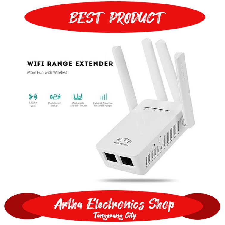Jual Router Repeater Amplifier Signal 300Mbps 4 Antena - No Antena Wifi Range Extender ...