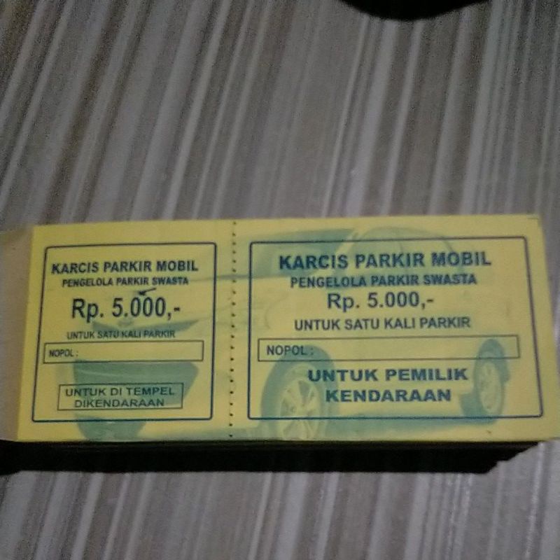 Jual Karcis parkir mobil Rp. 5.000 kuning Indonesia|Shopee Indonesia
